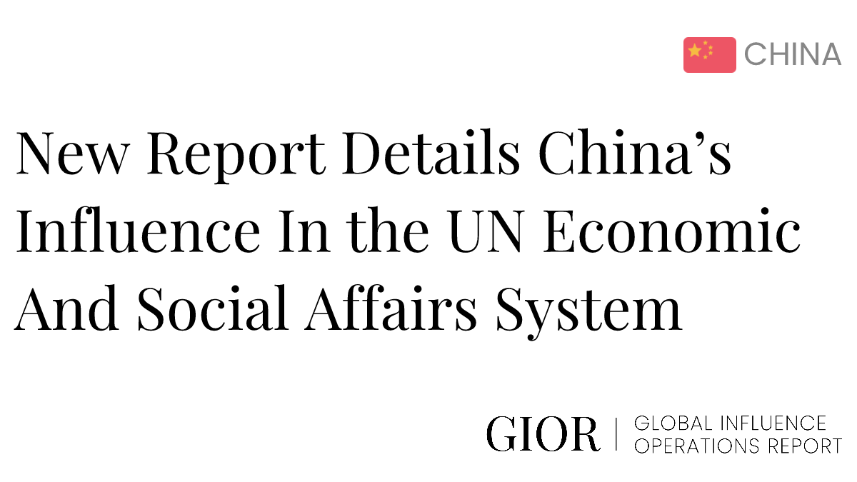 New Report Details China’s Influence In the UN Economic And Social ...