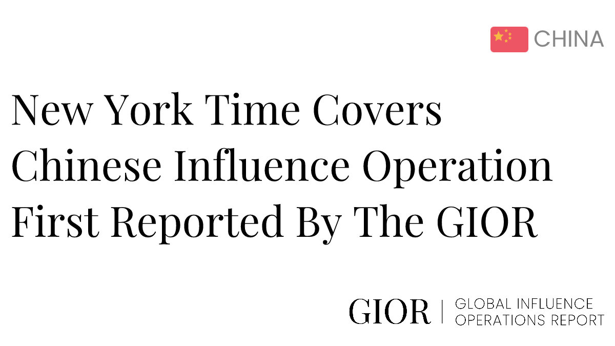New York Time Covers Chinese Influence Operation First Reported By The ...