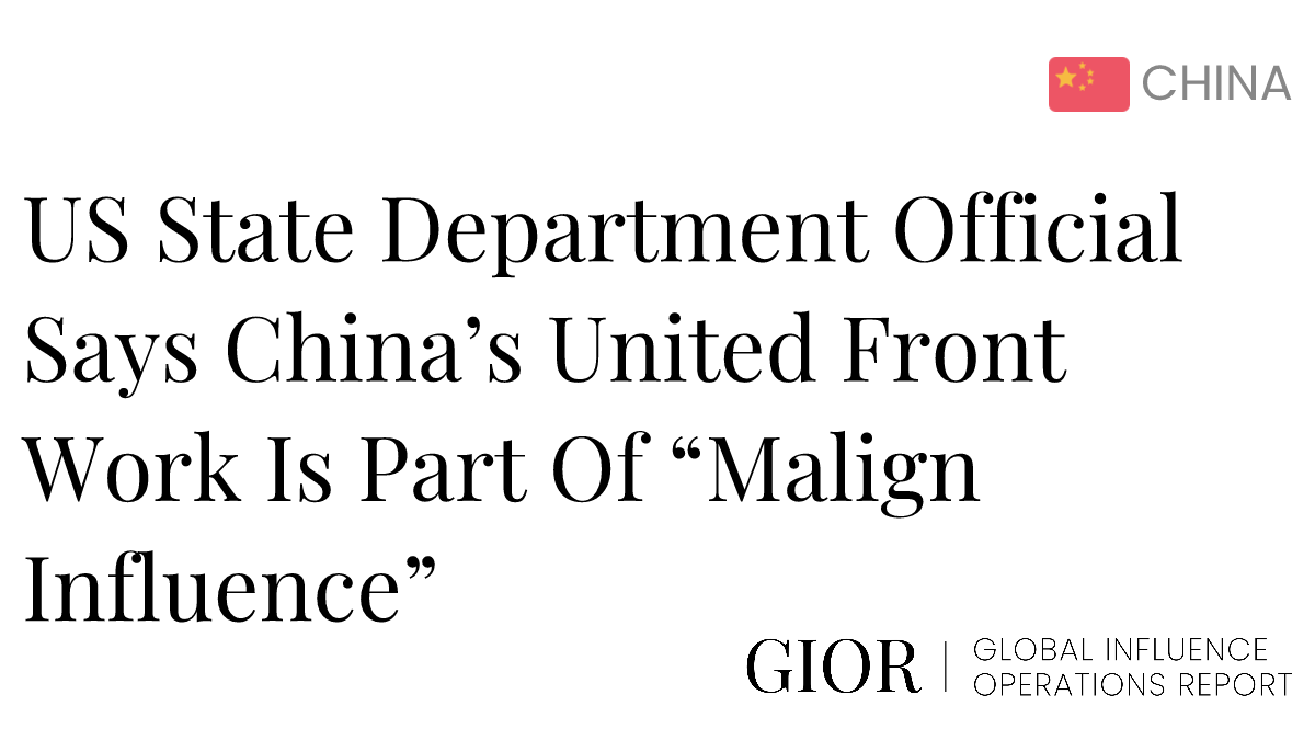 US State Department Official Says China's United Front Work Is Part Of ...
