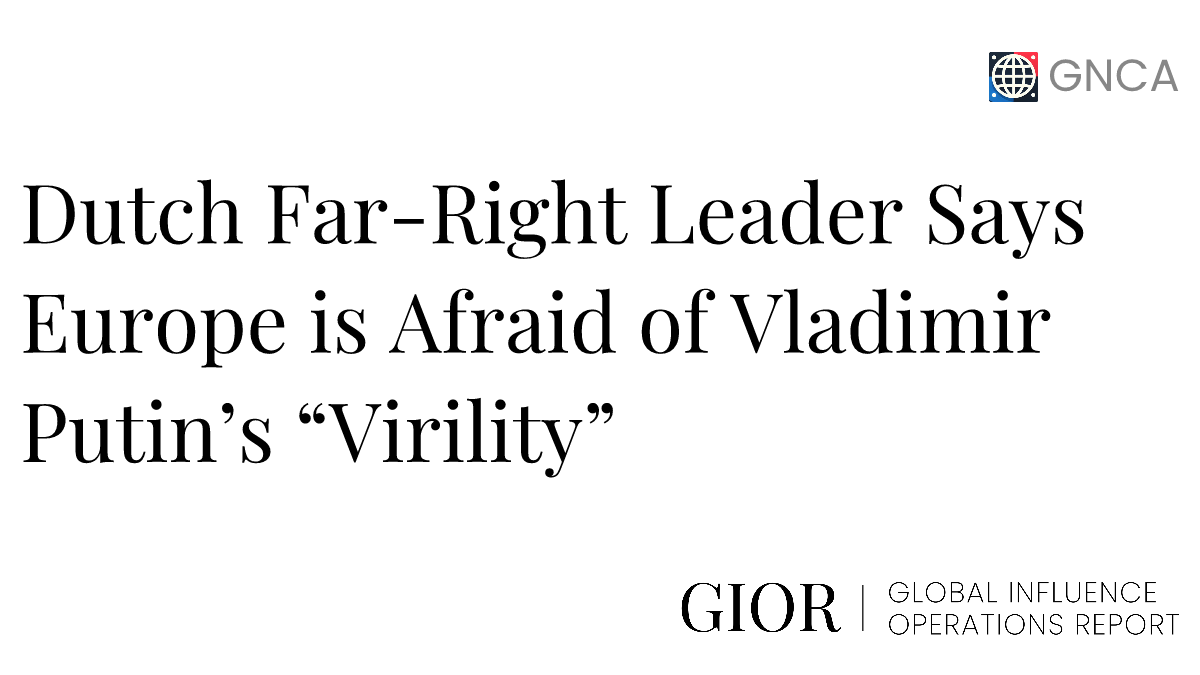 Dutch Far-Right Leader Says Europe is Afraid of Vladimir Putin's ...