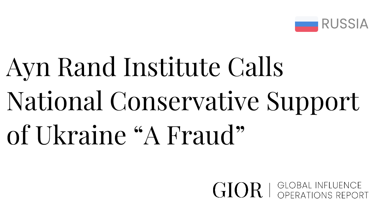Ayn Rand Institute Calls National Conservative Support of Ukraine "A ...