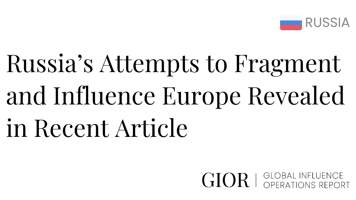 Russia's Attempts to Fragment and Influence Europe Revealed in Recent ...