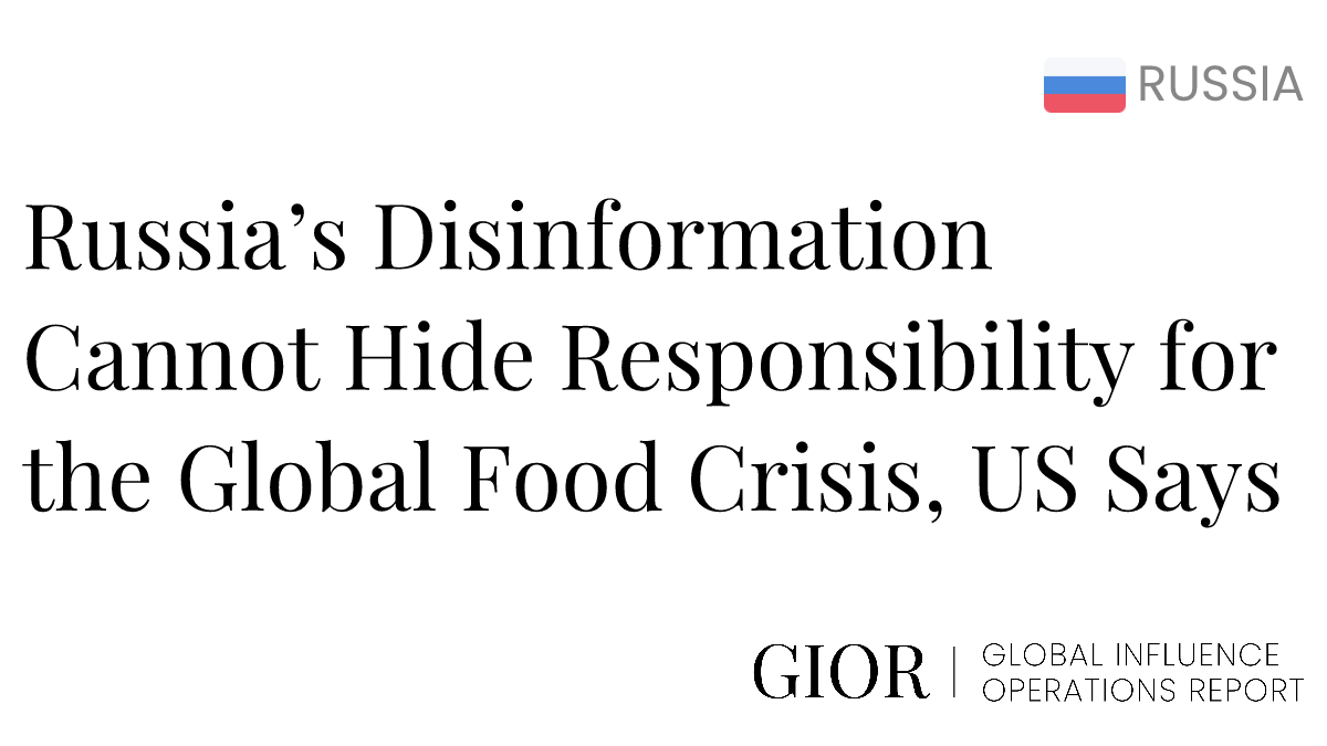 Russia’s Disinformation Cannot Hide Responsibility for the Global Food ...