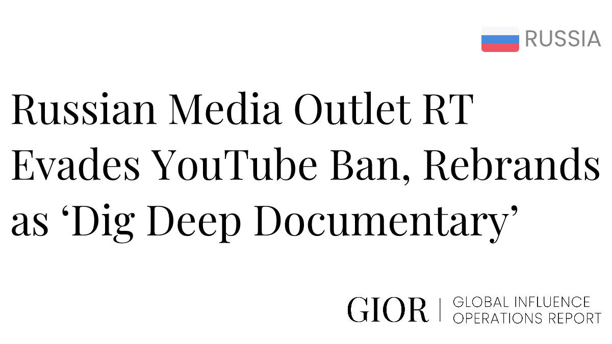 Russian Media Outlet RT Evades YouTube Ban, Rebrands as ‘Dig Deep ...