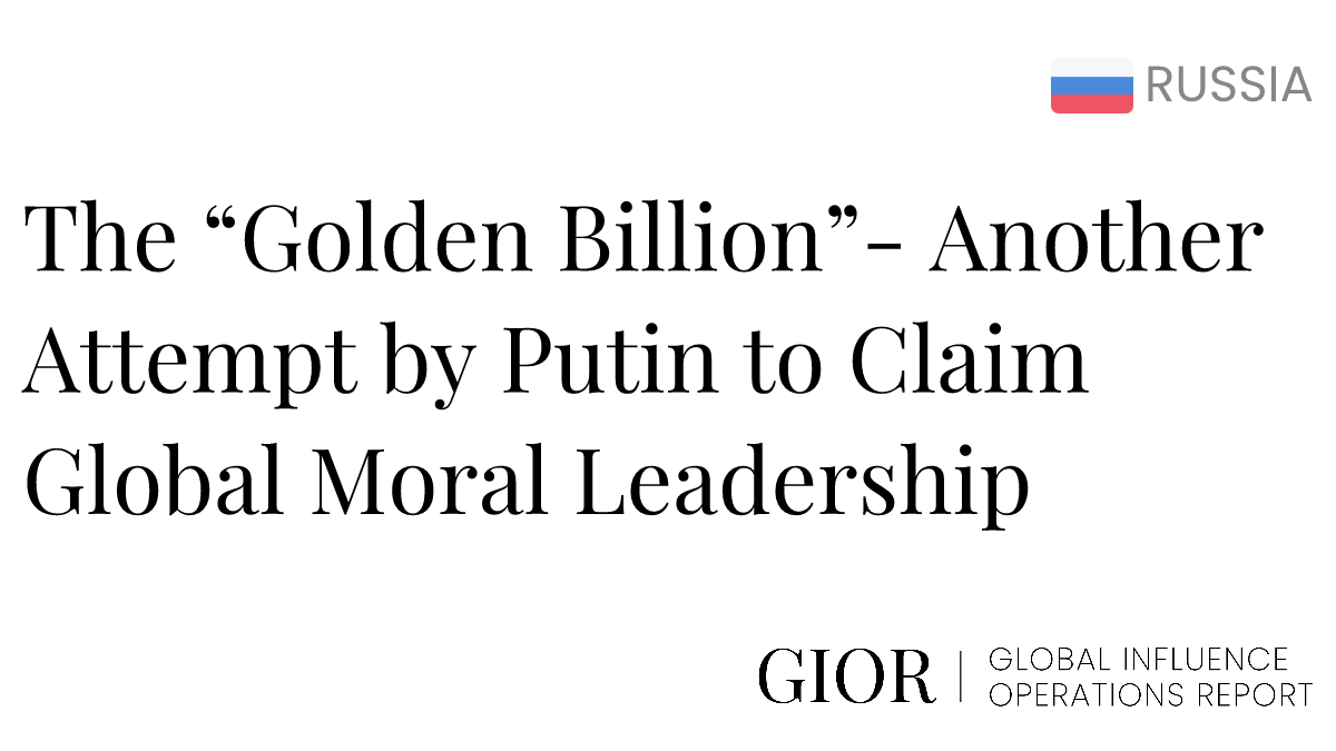 The "Golden Billion"- Another Attempt by Putin to Claim Global Moral ...