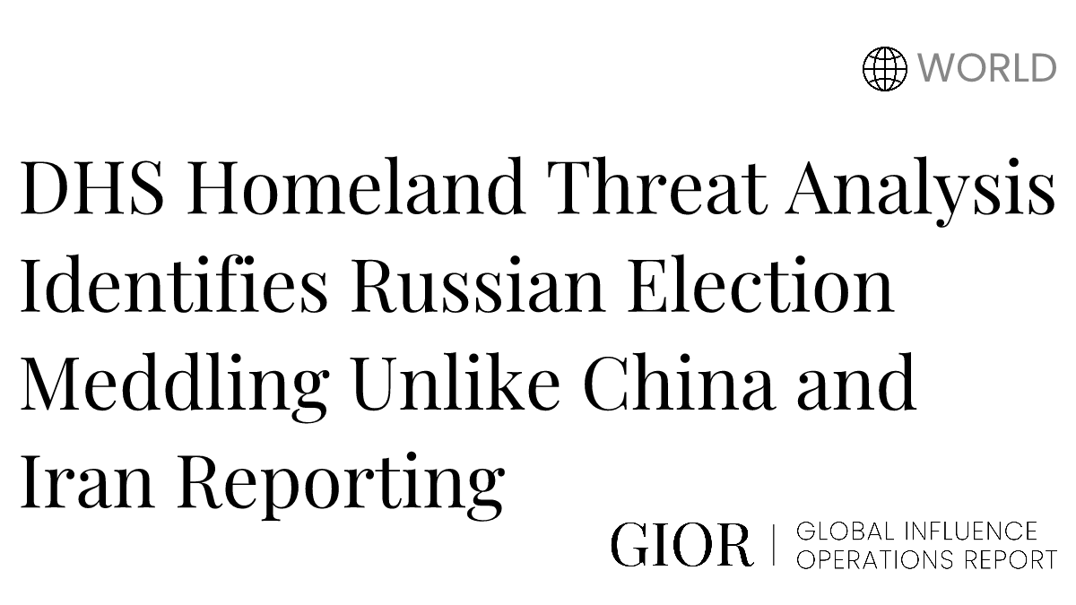 Dhs Homeland Threat Analysis Identifies Russian Election Meddling